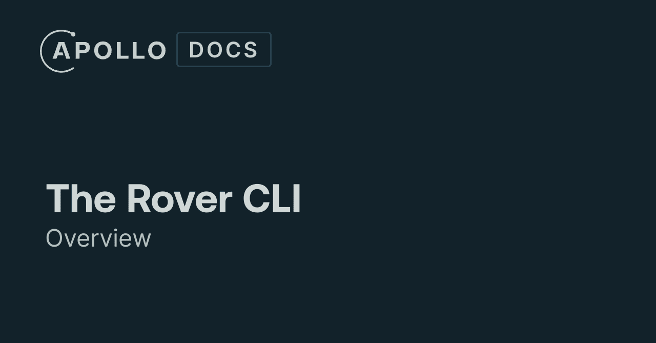The Rover CLI - Apollo GraphQL Docs